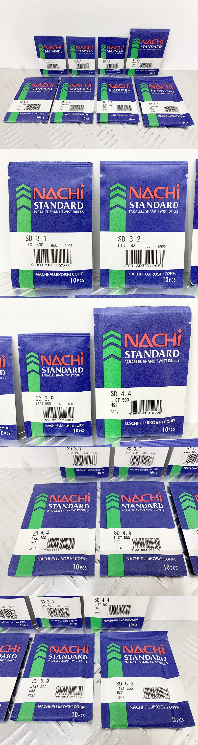 代購代標第一品牌－樂淘letao－★新品★ナチ スタンダードドリル ストレートシャンク ドリル径3.1、3.2、3.9、4.4×3、5.9、6.2mm 8組セット HSS ハイス鋼)倉b