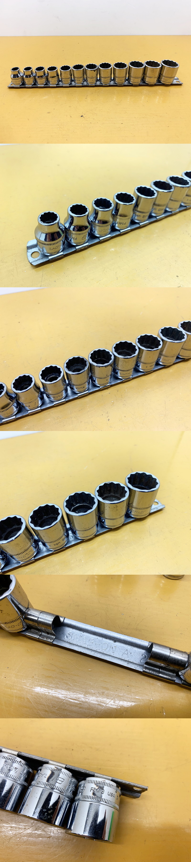 日本代購代標第一品牌【樂淘letao】－★中古★12本セット Snap-on スナップオン 3/8dr 12角シャローソケット 8mm～19mm FMシリーズ ホルダー付き ハンドツール)倉b